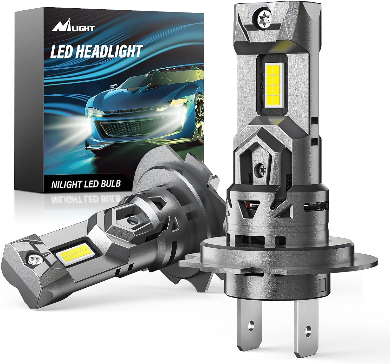 Nilight 2023 Upgraded H7 LED Bulbs 600% Brighter 1:1 Mini Size Low Beam ...