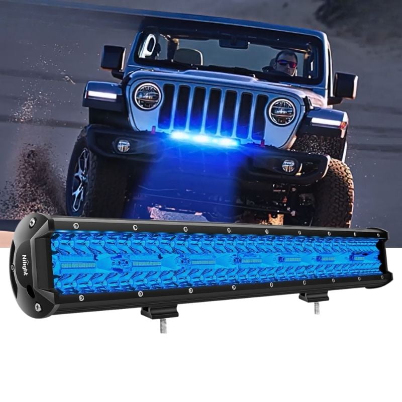 420W 20 Inch Blue LED Light Bar Triple Row Flood Spot Combo 42000LM ...