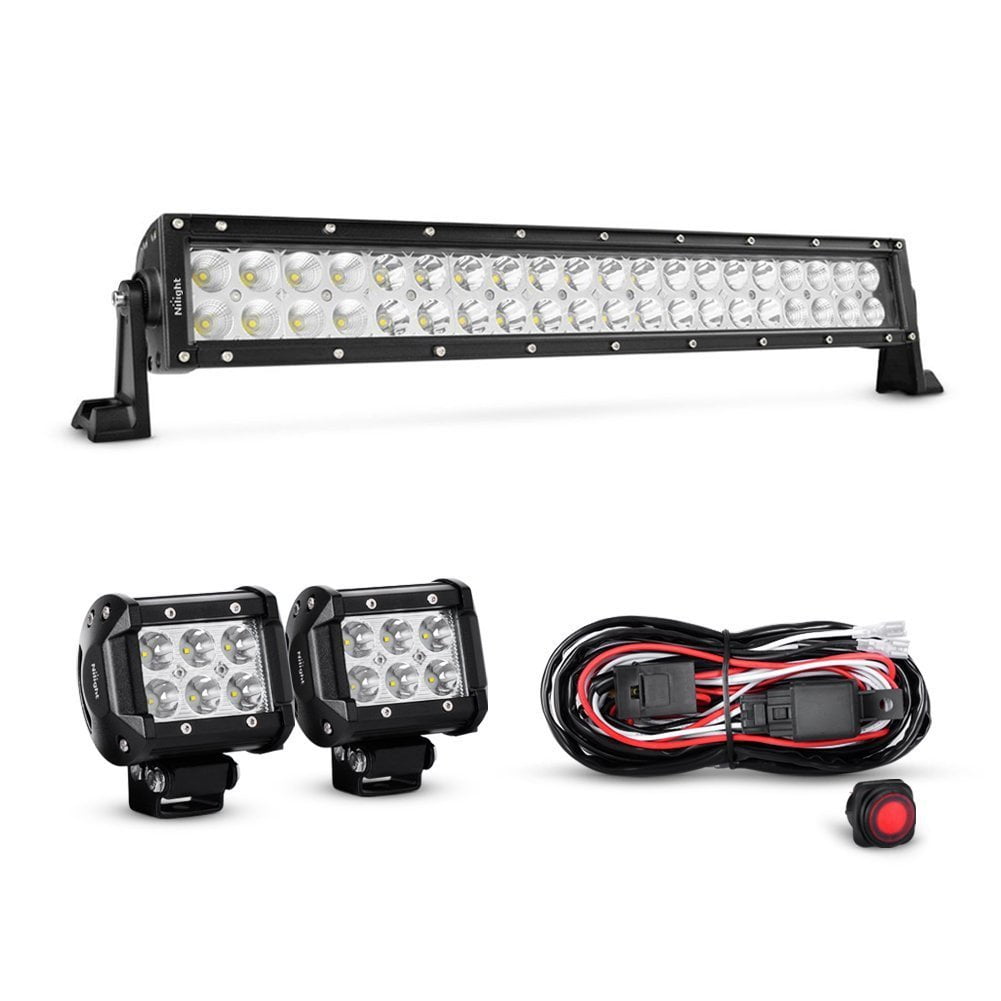 Nilight 22 Inch 120W Spot Flood Combo Led Light Bar 2PCS 4 Inch 18W ...