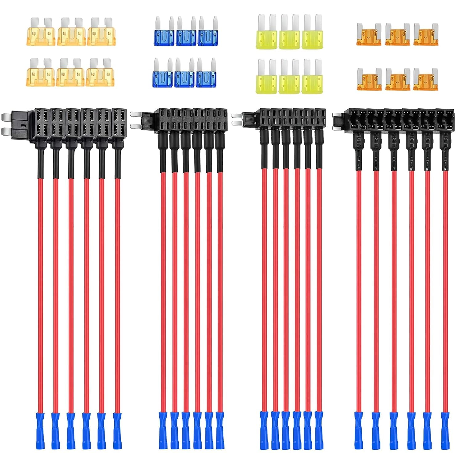 Nilight 24 Pcs 12V Car Add-a-Circuit Fuse Tap Standard Mini Micro2 and ...