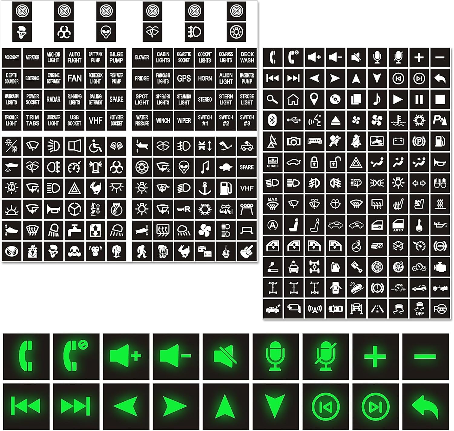 Nilight 249PCS Night Glow Sticker for Rocker Switch Panel DIY Luminous ...