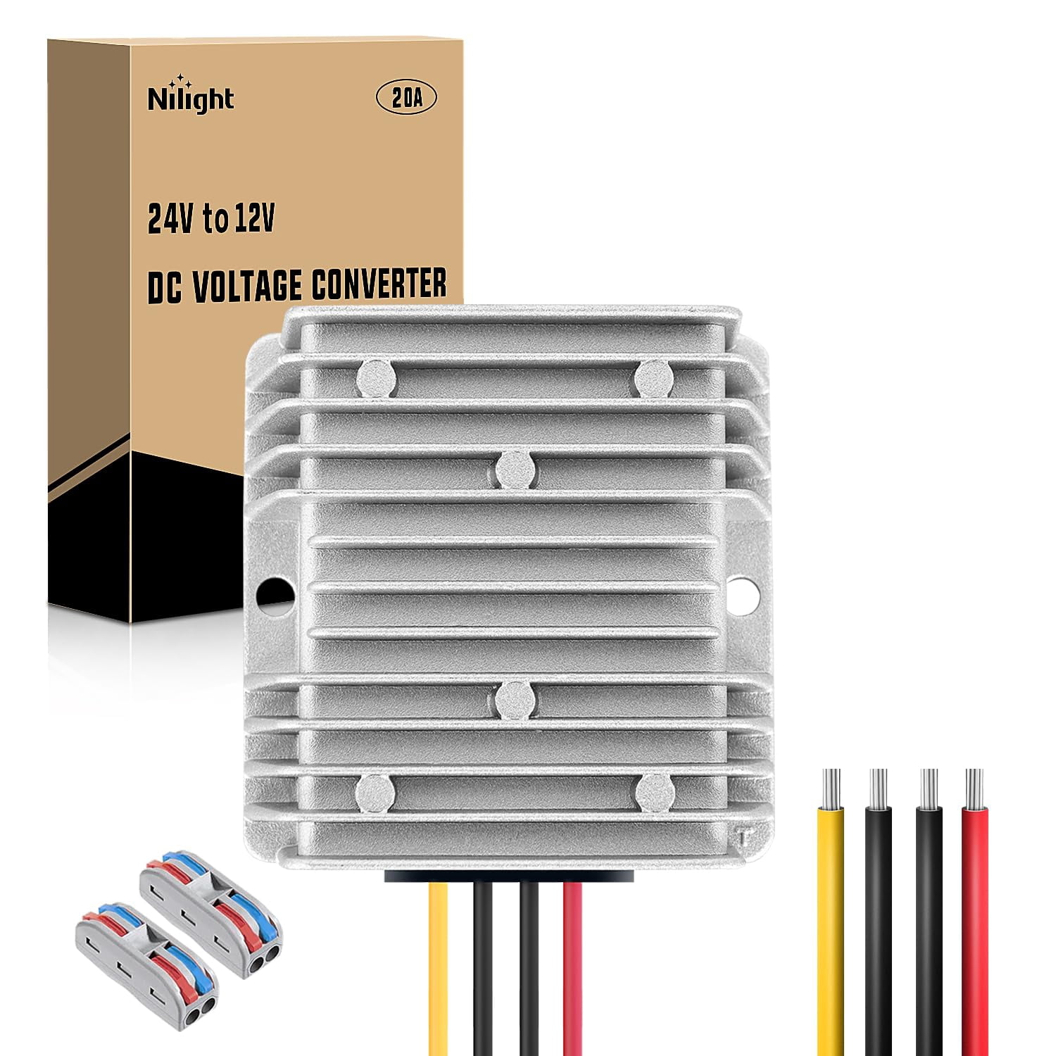 Nilight 24V to 12V Voltage Converter 240W 20A Regulator Step Down to ...