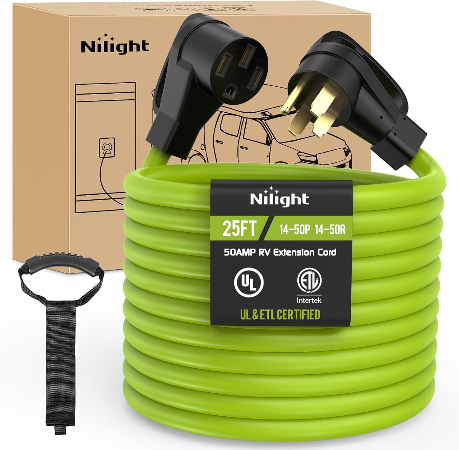 Nilight 25FT 50 Amp RV Extension Cord 250V Heavy Duty 6/3+8/1 Gauge ...