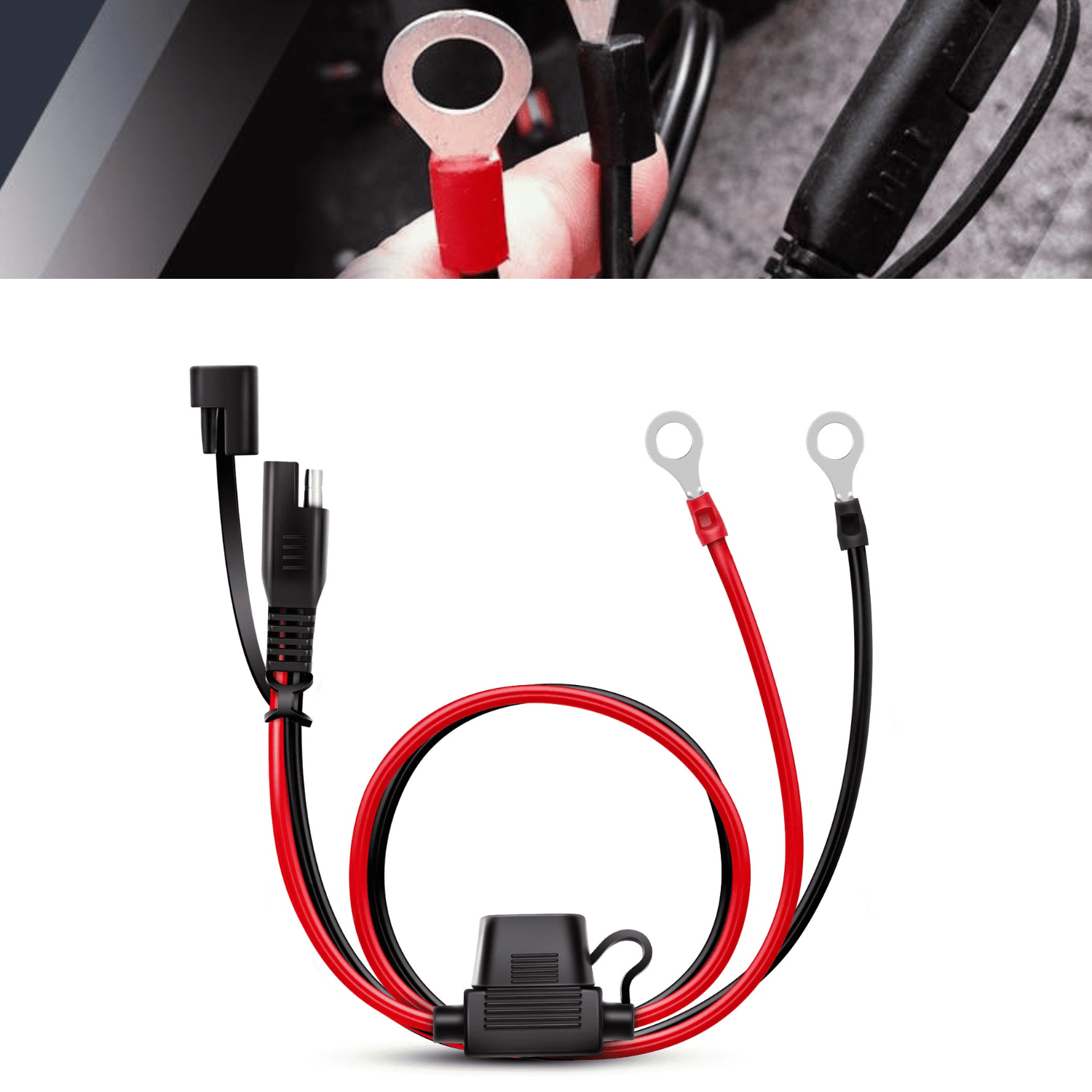 Nilight 2FT SAE to Ring Terminal Battery Harness, 16AWG Quick ...