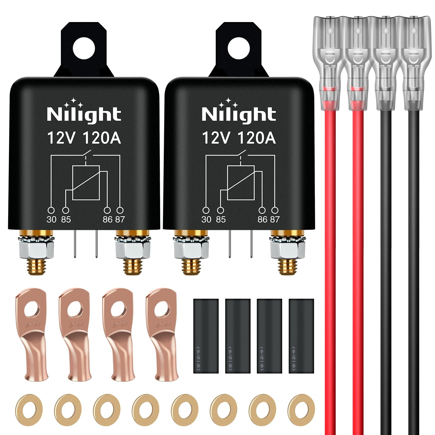 Nilight 2PC 120A Starter Relay 4 Pin Split Relays Switch 12V Continuous ...