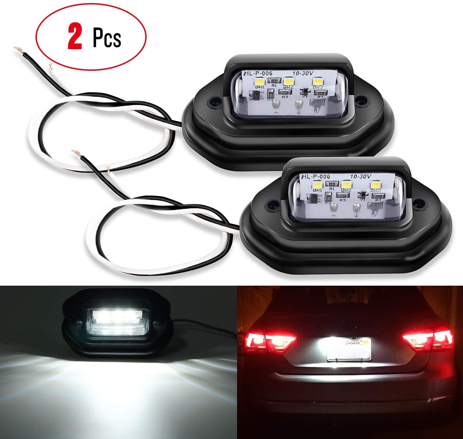 Nilight 2PCS 12V LED License Tag Light Convenience Courtesy Door Step ...