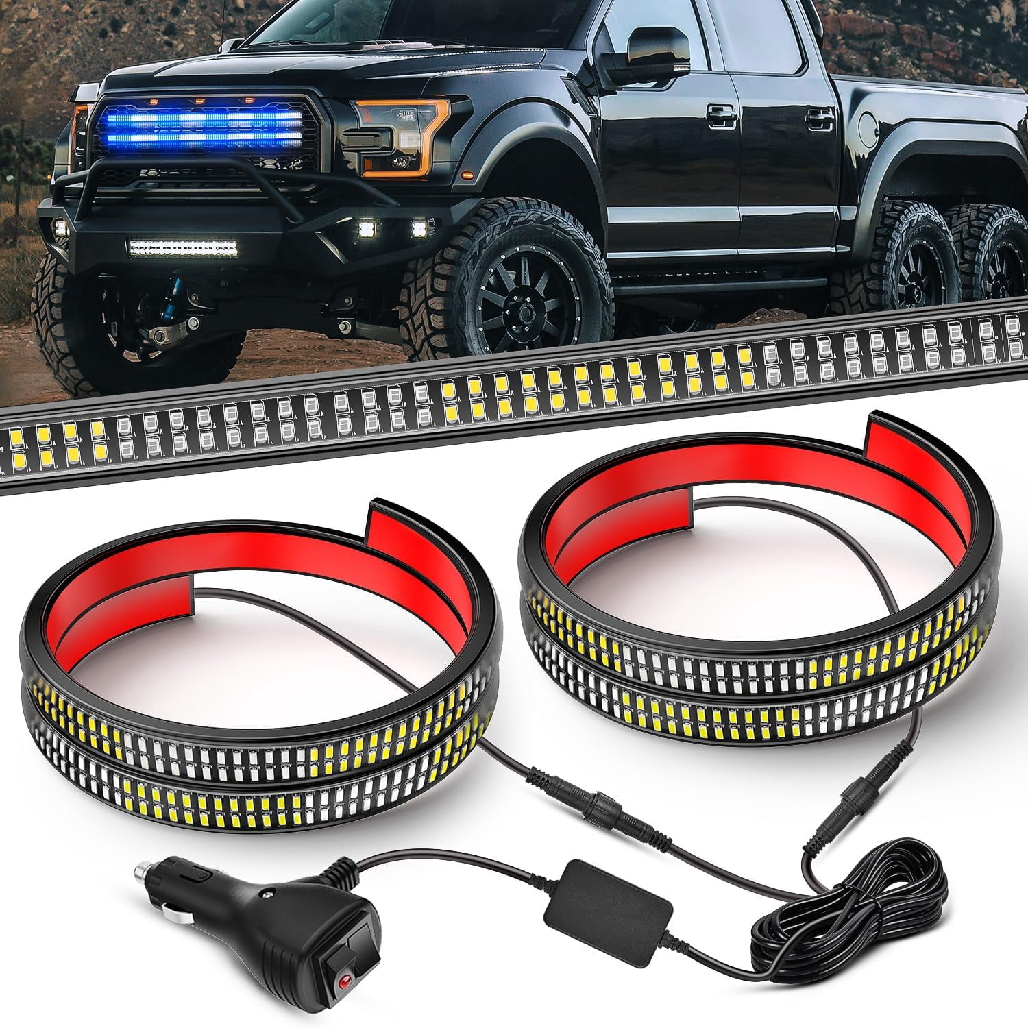 Nilight 2PCS 24 inch Truck Grill Strobe Lights Strip 384 LED Emergency ...
