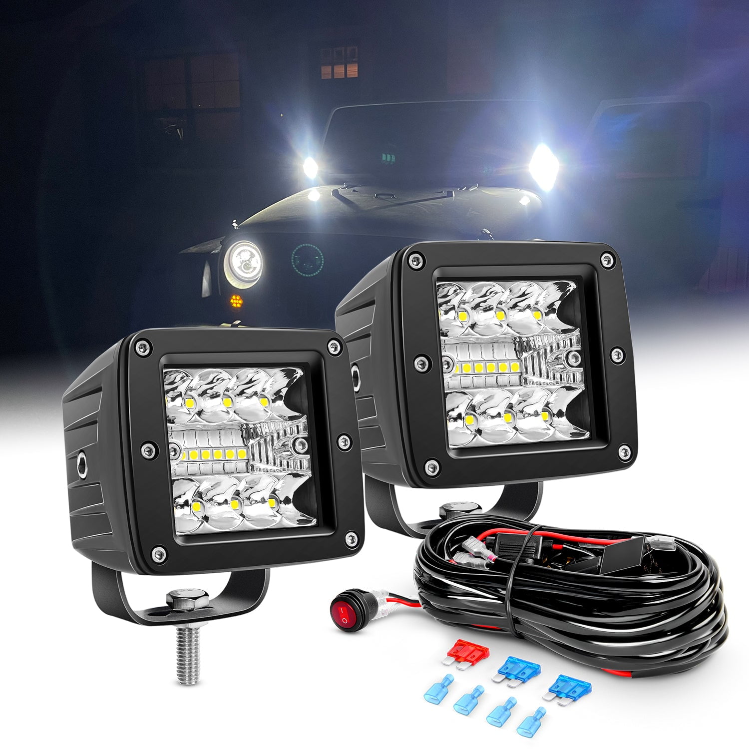 Nilight 2PCS 3inch 42W Led Pods Led Cubes Upgraded Spot Flood Combo ...