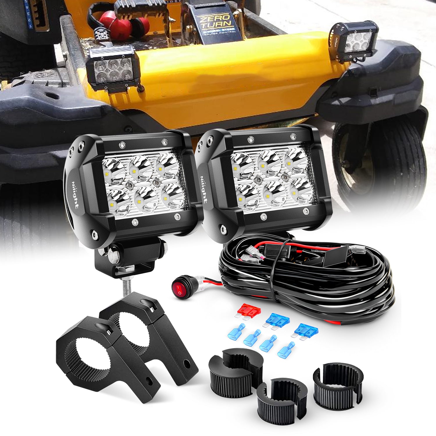 Nilight 20" 126W LED Light Bar & 4-Piece 4" 18W Spot LED Driving Lights ...