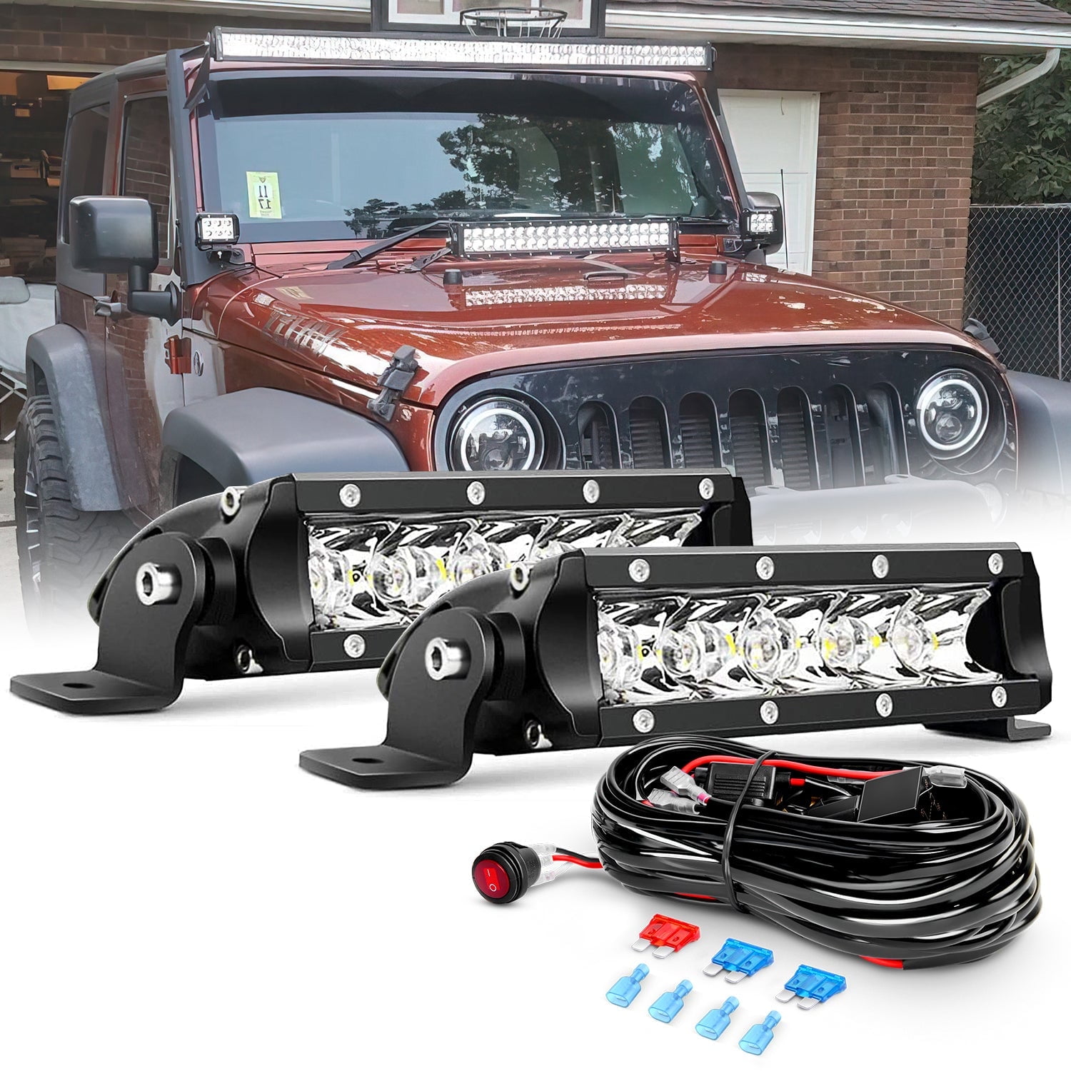 Nilight 2Pcs 7inch 30W Super Slim Spot 12V Led Light Bar Driving Fog ...