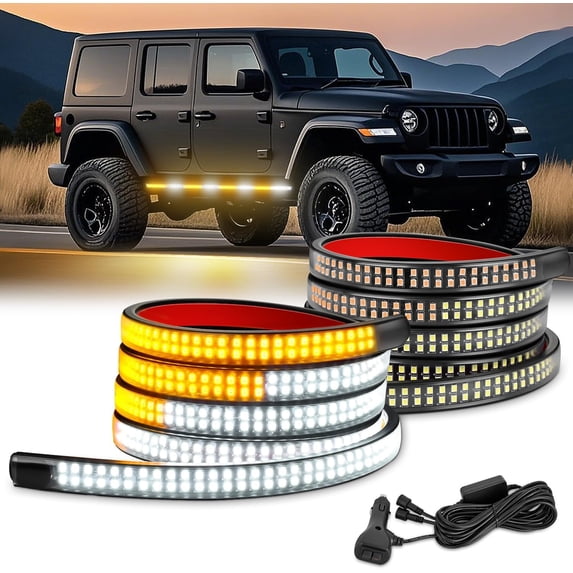 Nilight 2PCS 70 Inch LED Running Board Lights Amber White Flexible Side ...