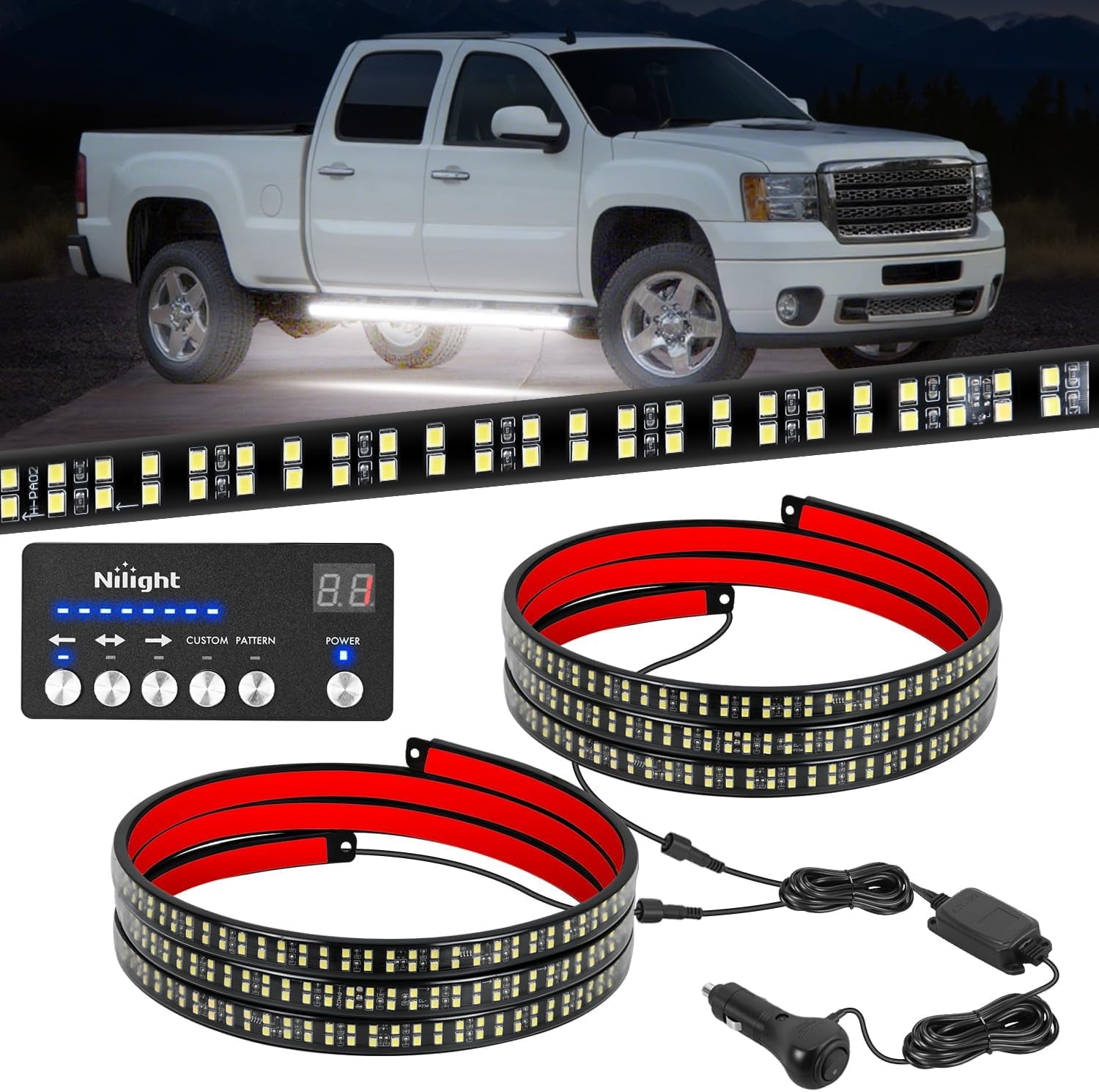 Nilight 2PCS 70 Inch White LED Running Board Lights with Control Panel ...