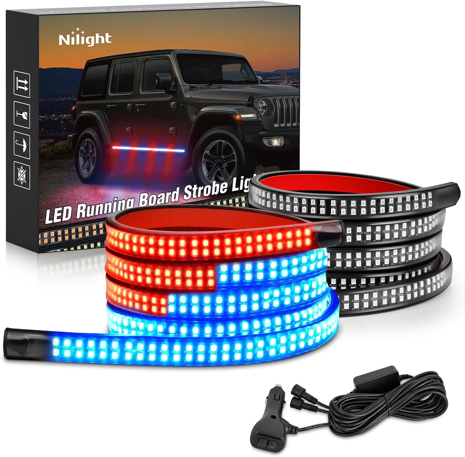Nilight 2PCS 70 Inch Strobe Lights Strip 1125 LED Running Board Marker ...
