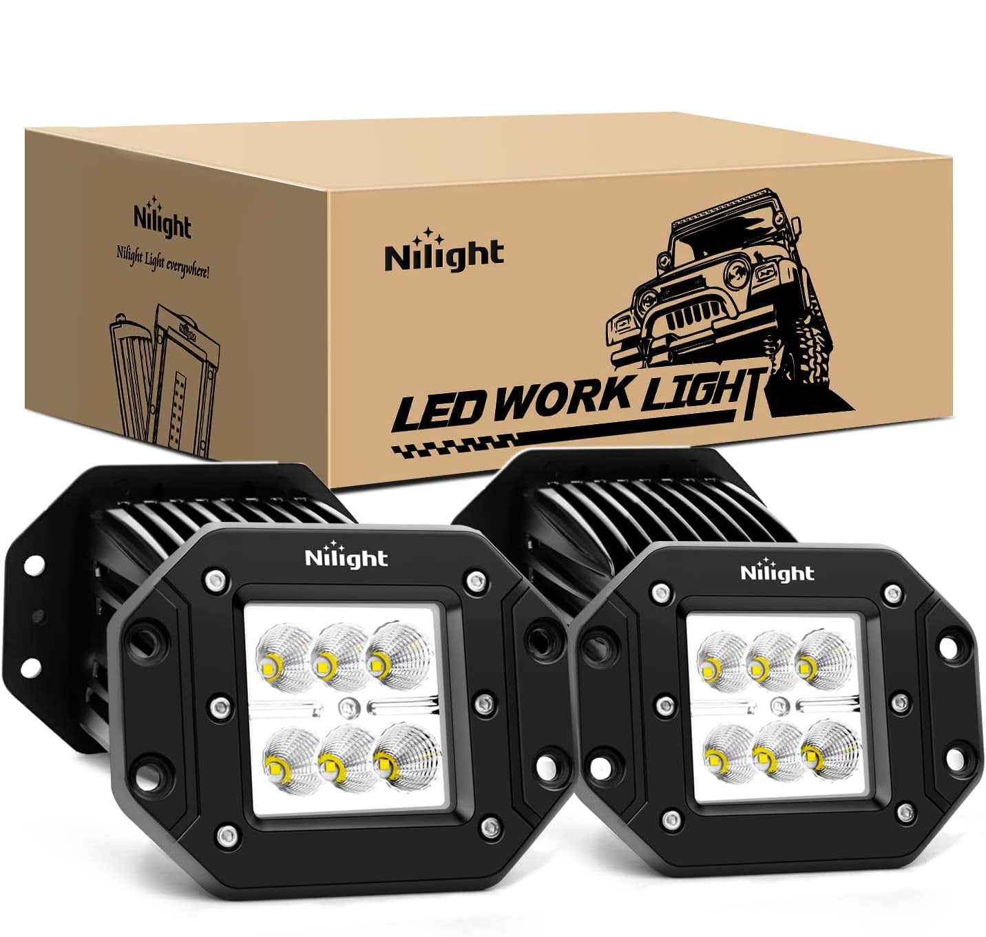Nilight 2PCS Led Pods RRF12 6 Inch 60W Spot Light Bar 3000LM Driving ...