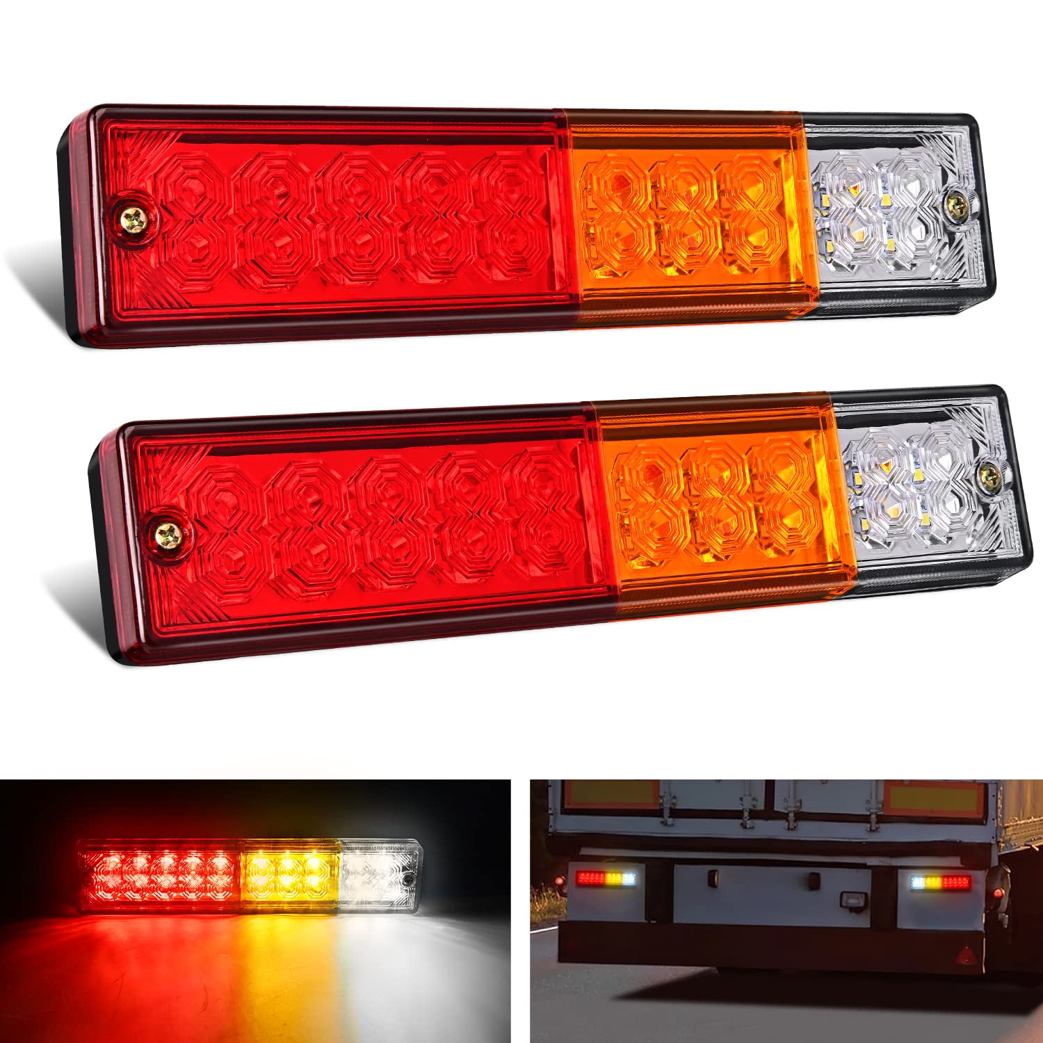 Nilight 2PCS Trailer Tail CM31 Light Bar 20LED Brake Running Turn ...