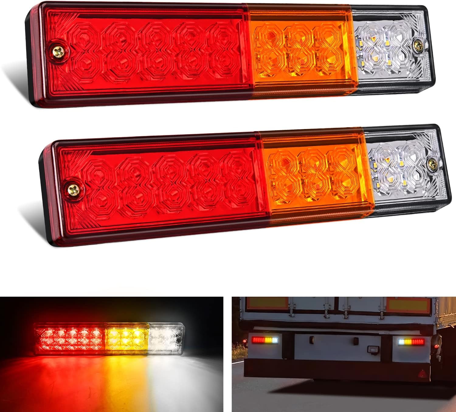 Nilight 2PCS Trailer Tail Light Bar 20LED Brake Running Turn Signals ...