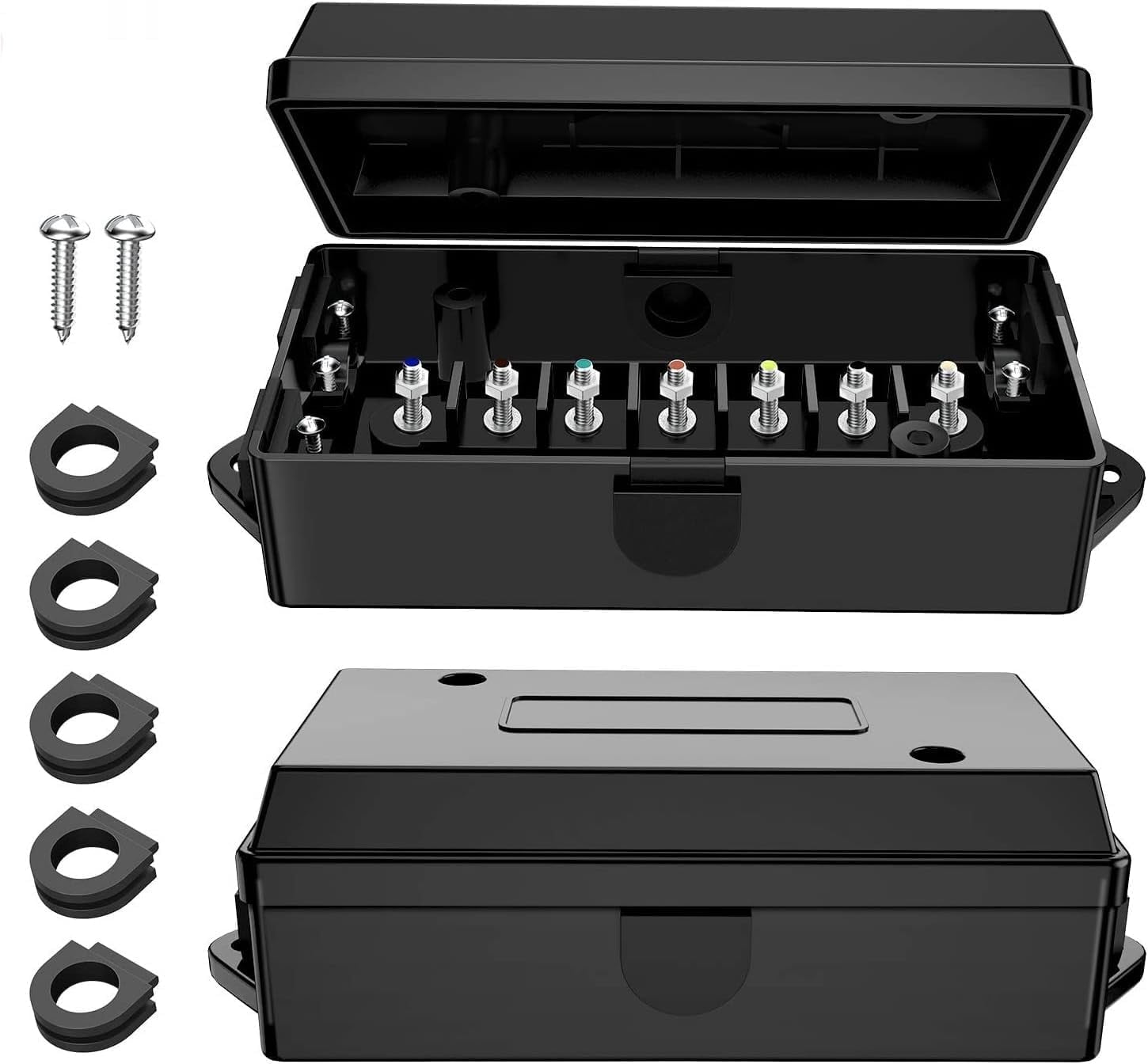 Nilight 2Packs 7 Way Electrical Trailer Junction Box 7 Gang Trailer ...