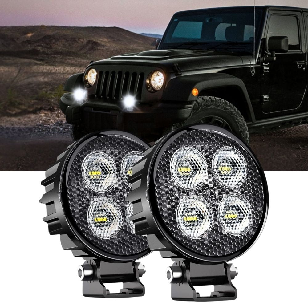 Nilight 2Pcs 3inch Led Pods Round 1500LM Built-in EMC Work Light 90 ...