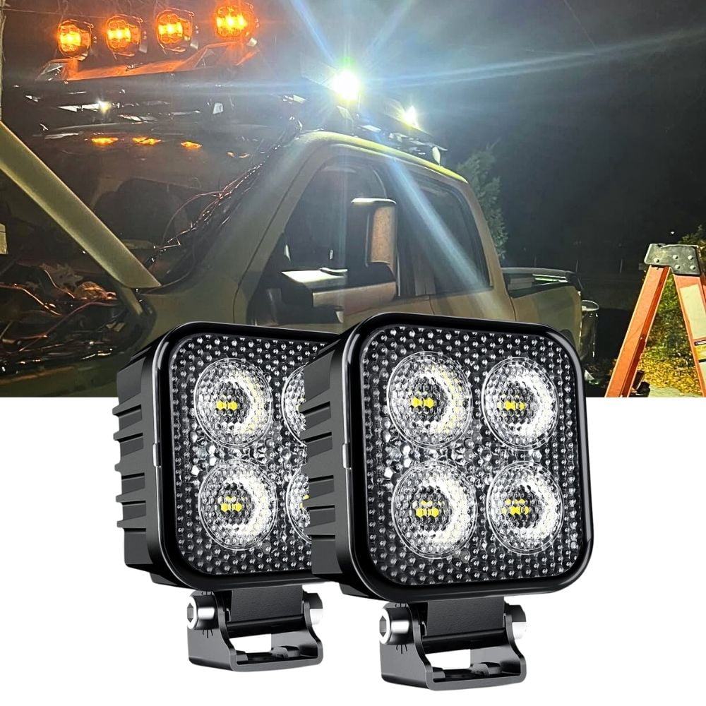 Nilight 2Pcs 3inch Led Pods Square 1500LM Built-in EMC Work Light 90 ...