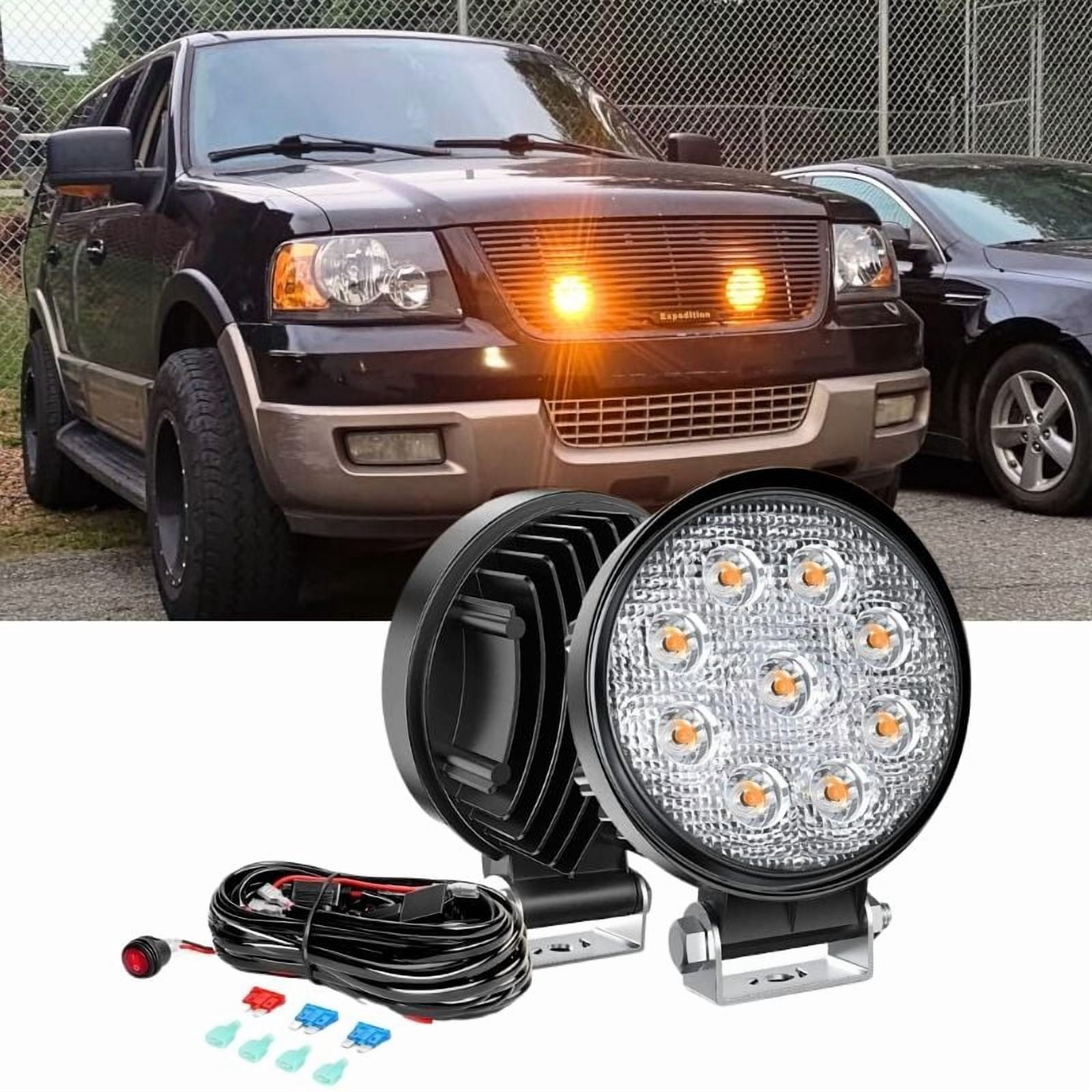 Nilight 2Pcs 4.5inch 27W Amber Led Light Pods Round Spot Light Pod off ...