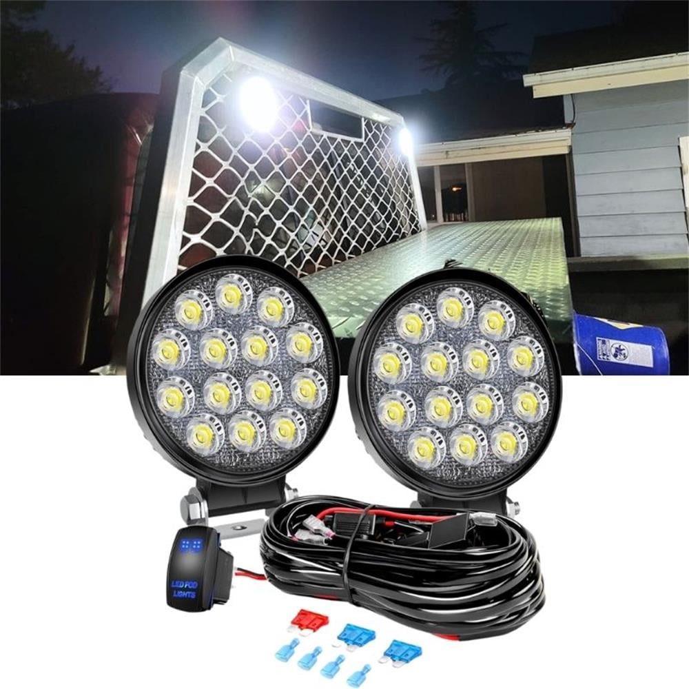 Nilight Led Round Light Bar 2Pcs 4.5" 42W 4200LM Flood Light Pod off ...