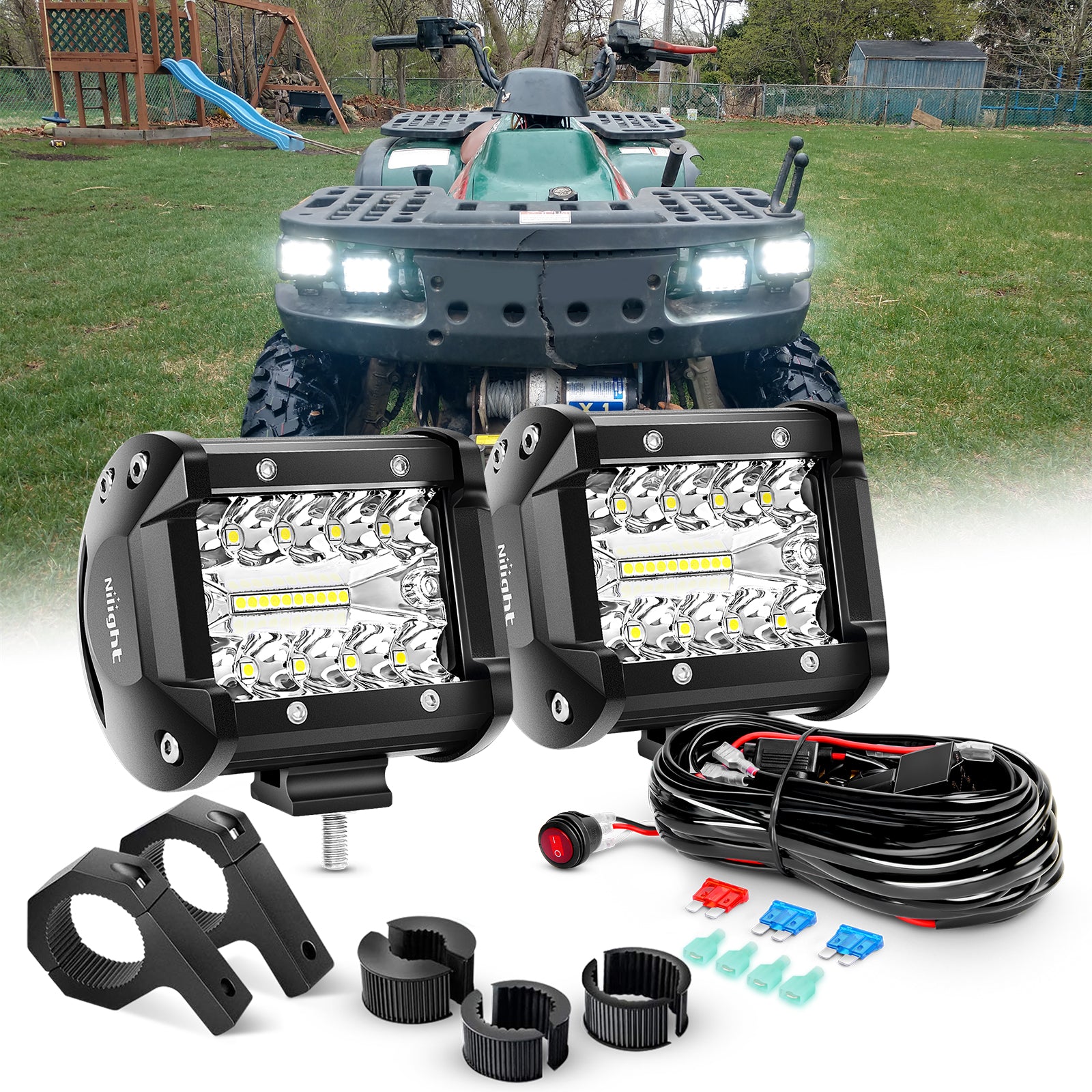 LED Light Bar Mounting Bracket, Nilight 2PCS Universal Adjustable ...