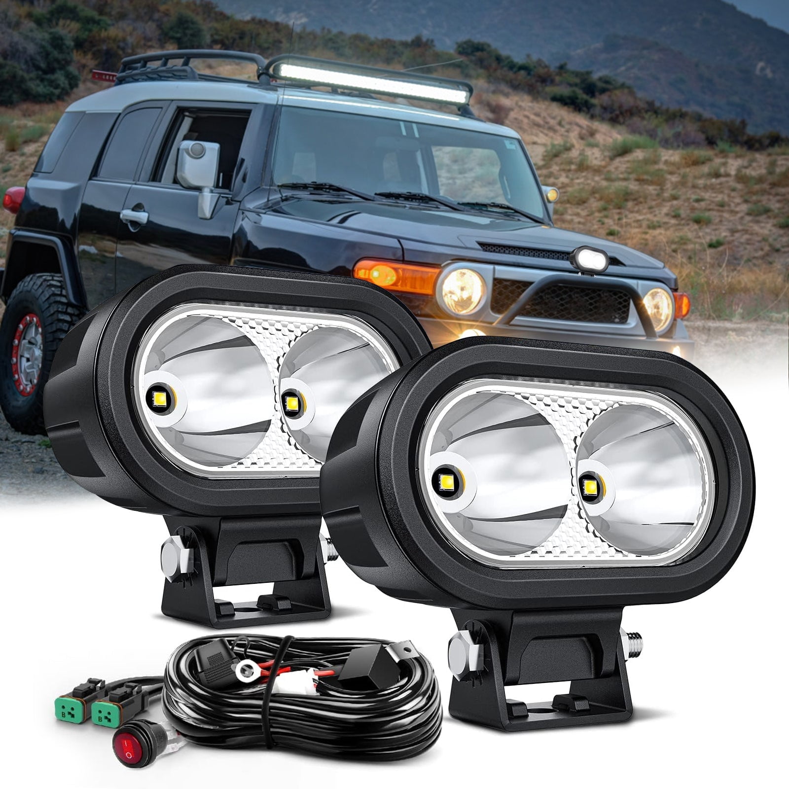 Nilight 2Pcs 4inch Motorcycle Led Pods 2100LM Built-in EMC Driving ...