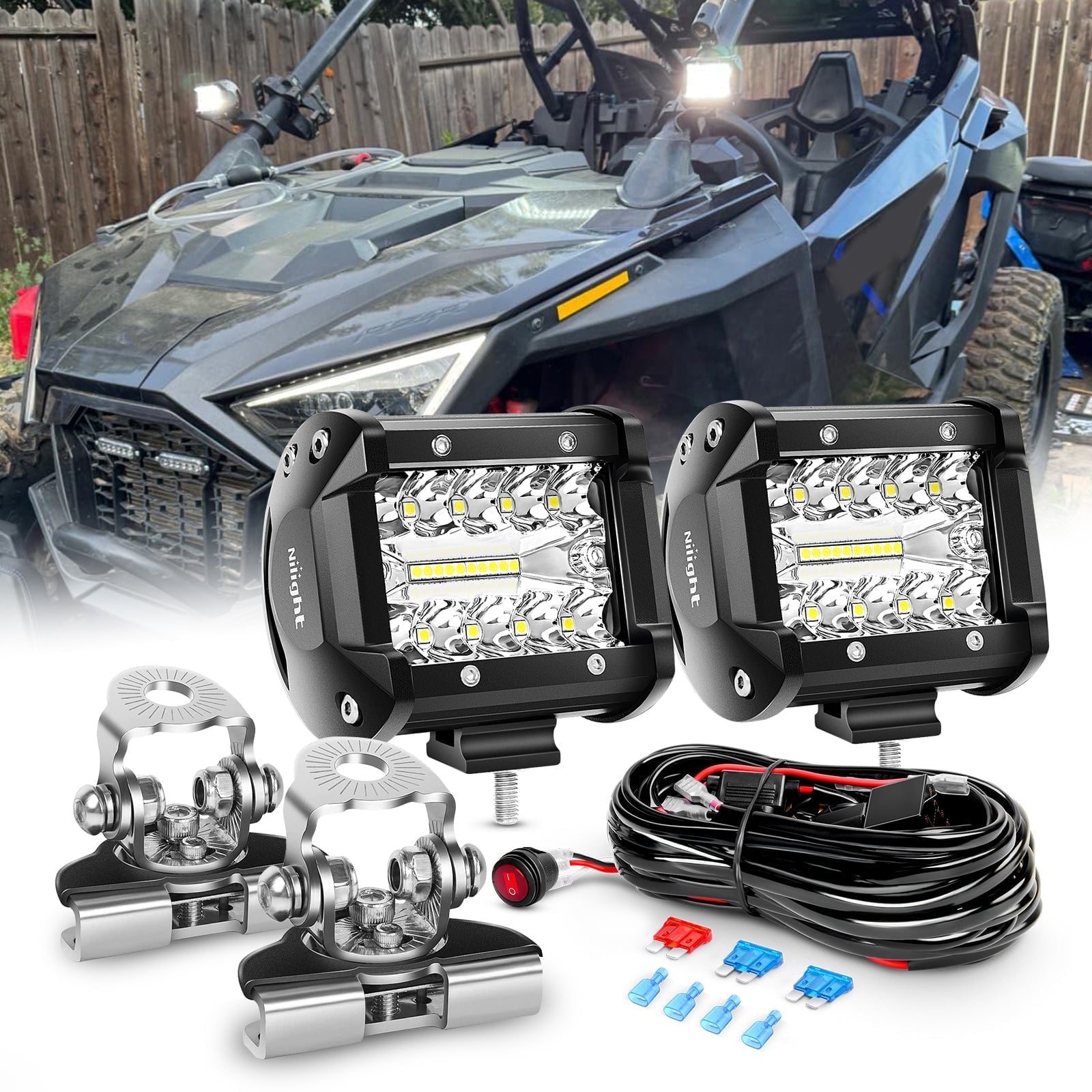 Nilight 2Pcs 4inch Triple Row Lights 60W Flood Spot Combo 6000LM Bar ...