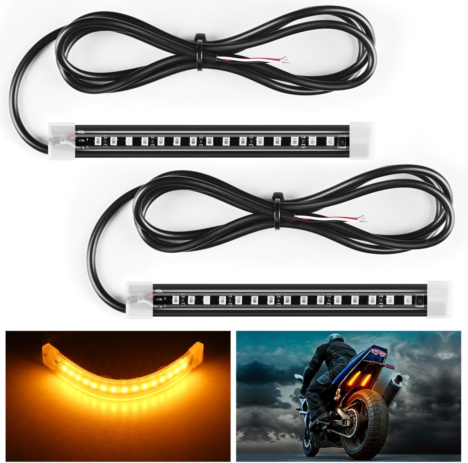 Nilight 2Pcs 5inch Led Motorcycle Turn Signal Tail Light Strips Yellow ...