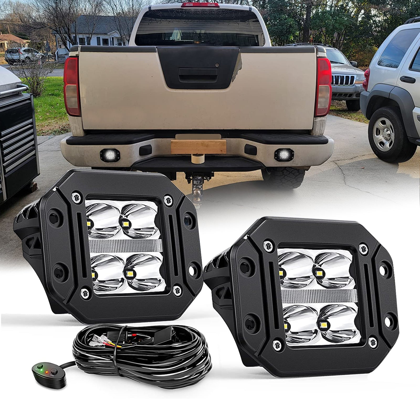 Nilight 2Pcs Flush Mount Led Pod Lights with DRL, 4.8inch Spot Beam 20W ...