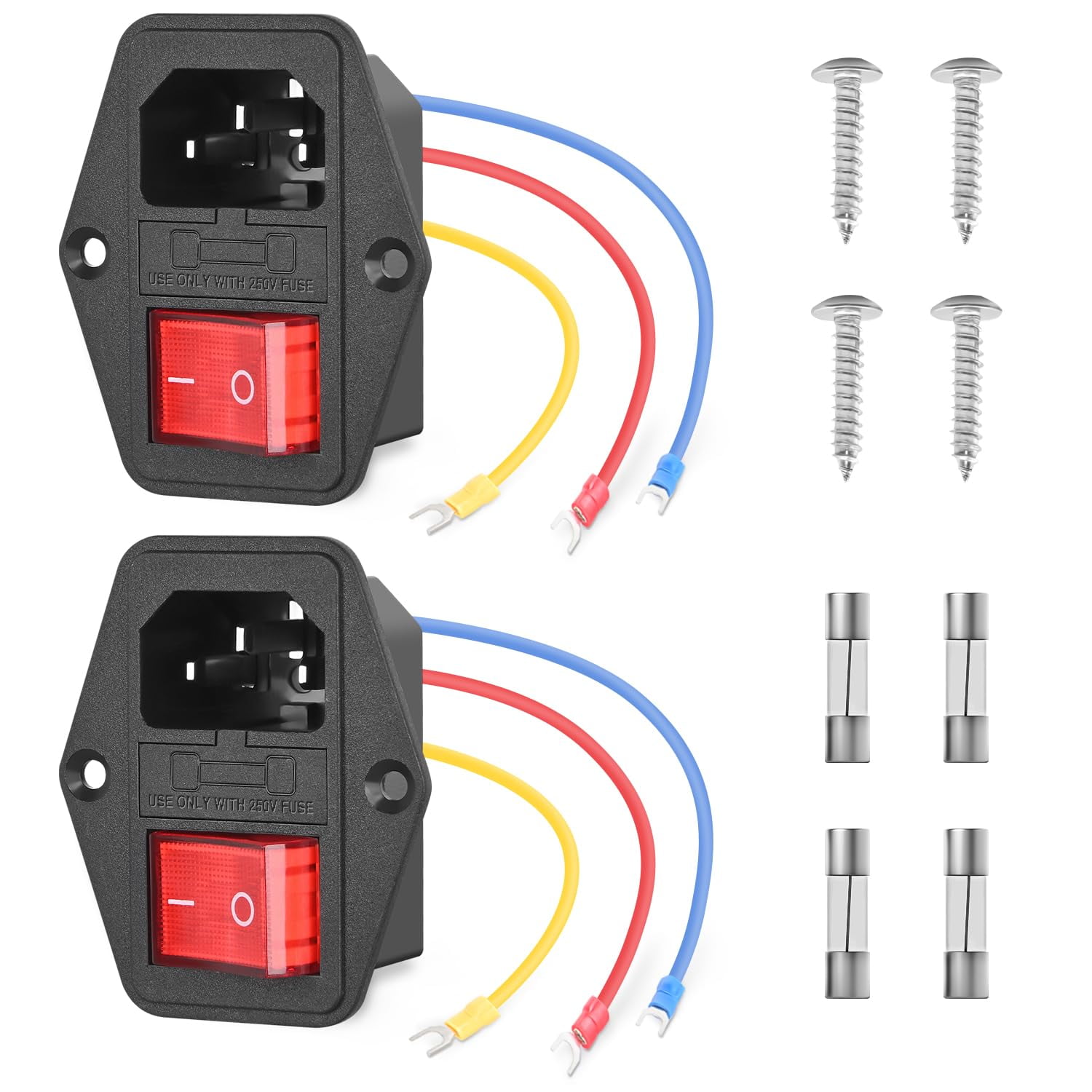 Nilight 2Pcs Switch Power Socket 10A 250V AC Inlet Module On Off ...