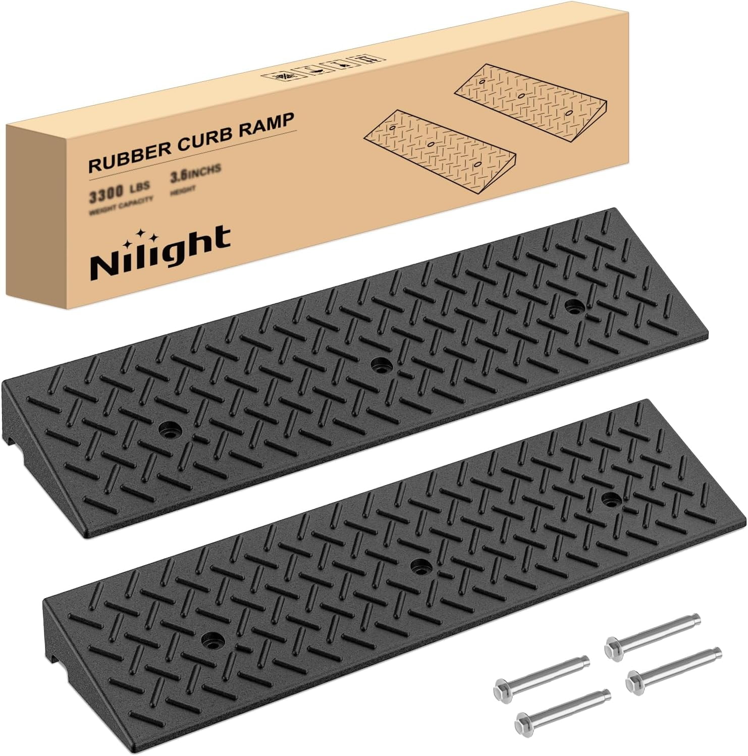 Nilight 3.2" Rise Curb Ramps, Heavy Duty Rubber Driveway Threshold Shed ...