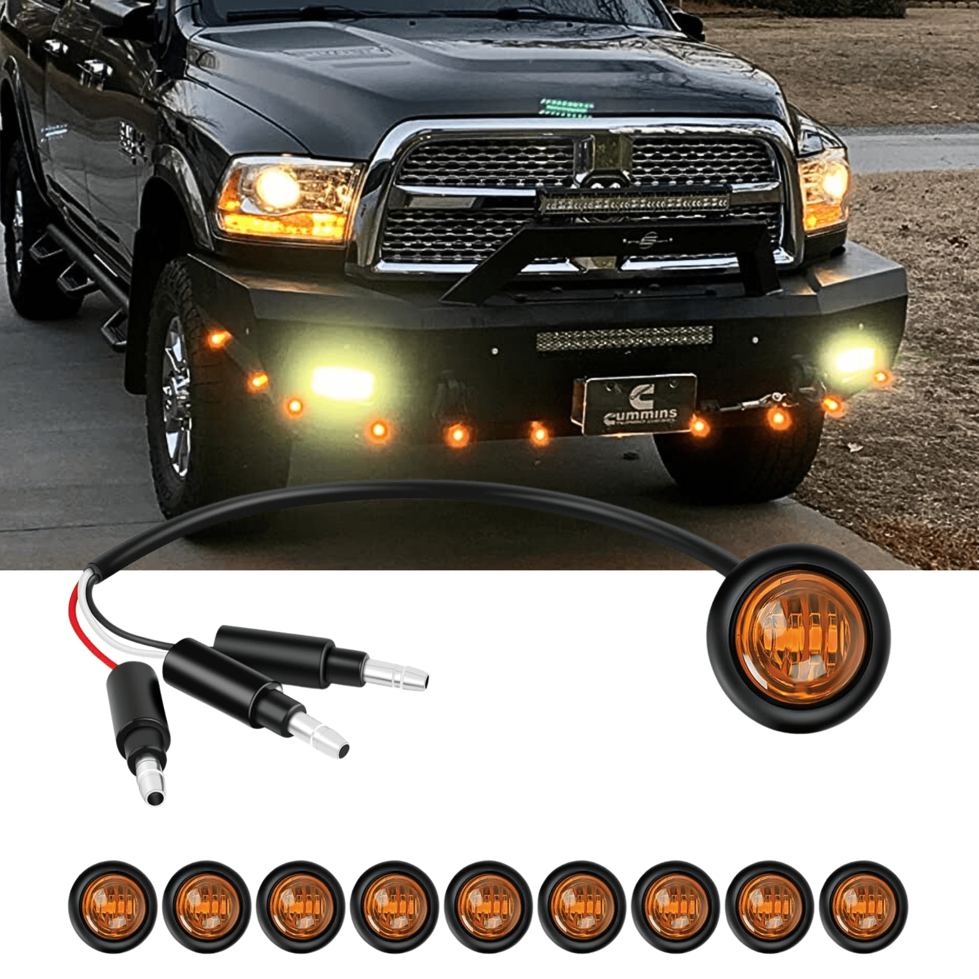 Nilight 3/4inch Round Marker Light 10PCS Amber LED Turn Signals Light 3 ...