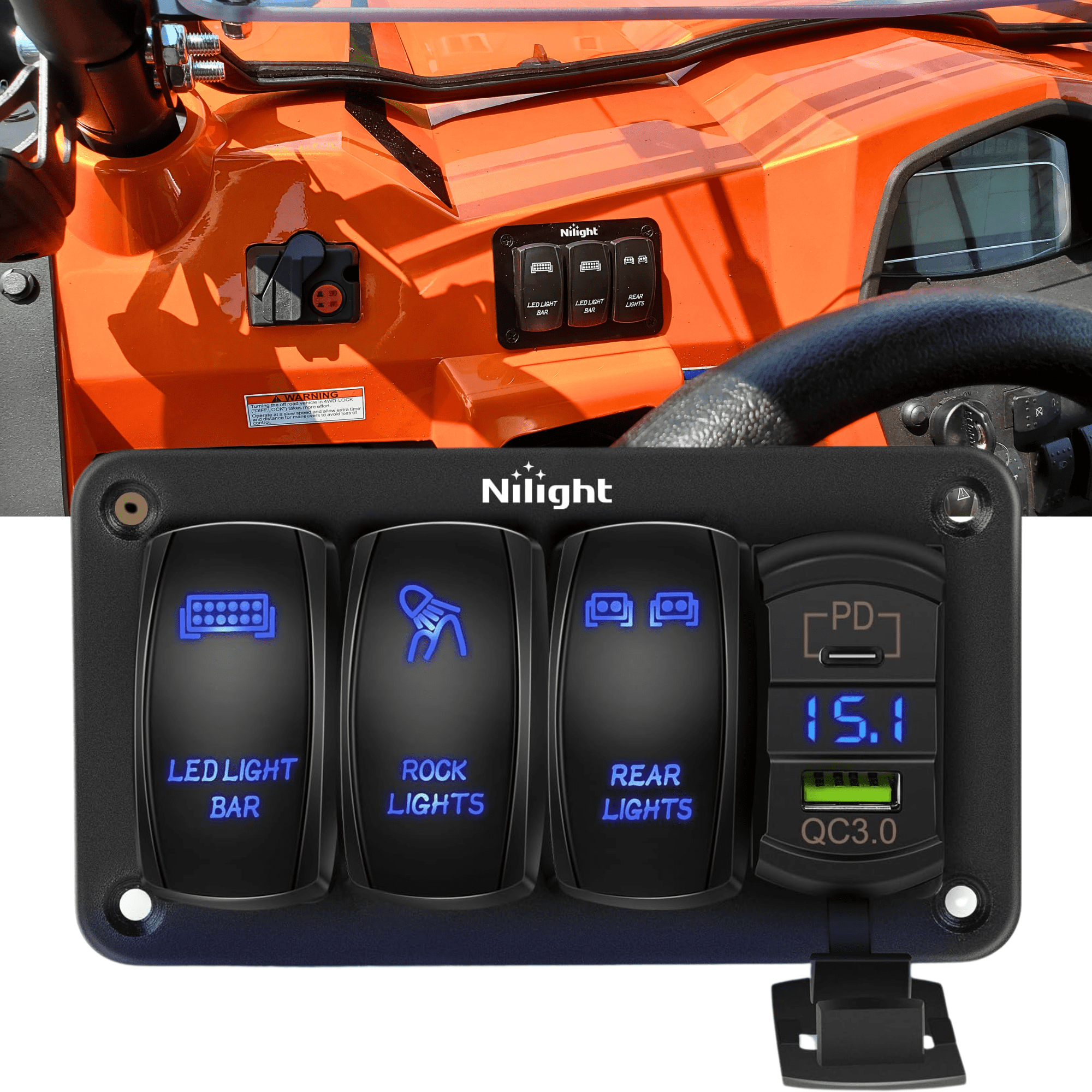 3 Gang 12V 24V LED Lightbar Lamp Bulb Switches for Car Truck Motorbike ...