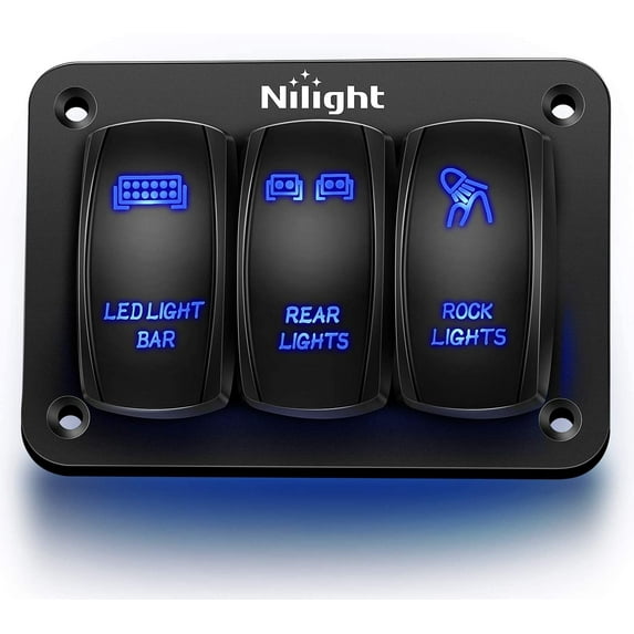 Nilight 3 Gang Rocker Switch Panel for Marine, Boat, Car, Aluminum ...