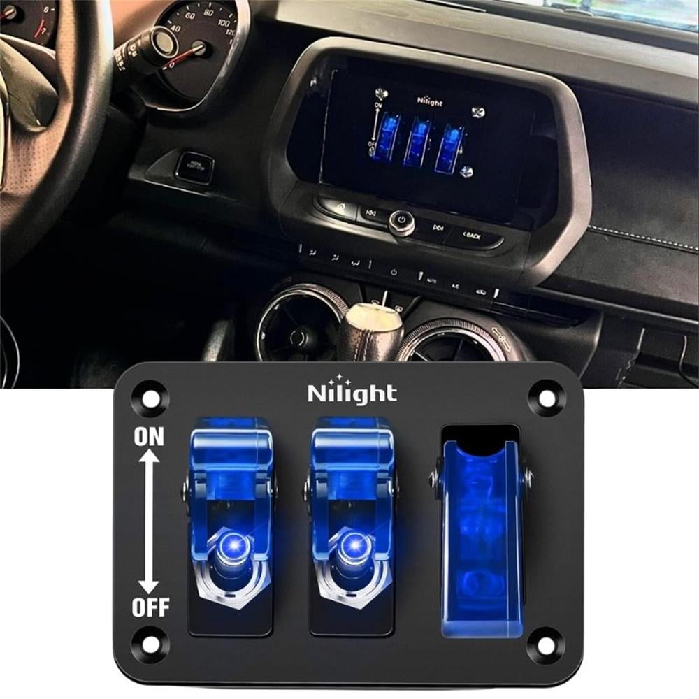 3 Gang Toggle Switch 12V Rocker Switch Panel with LED Light and Flip ...