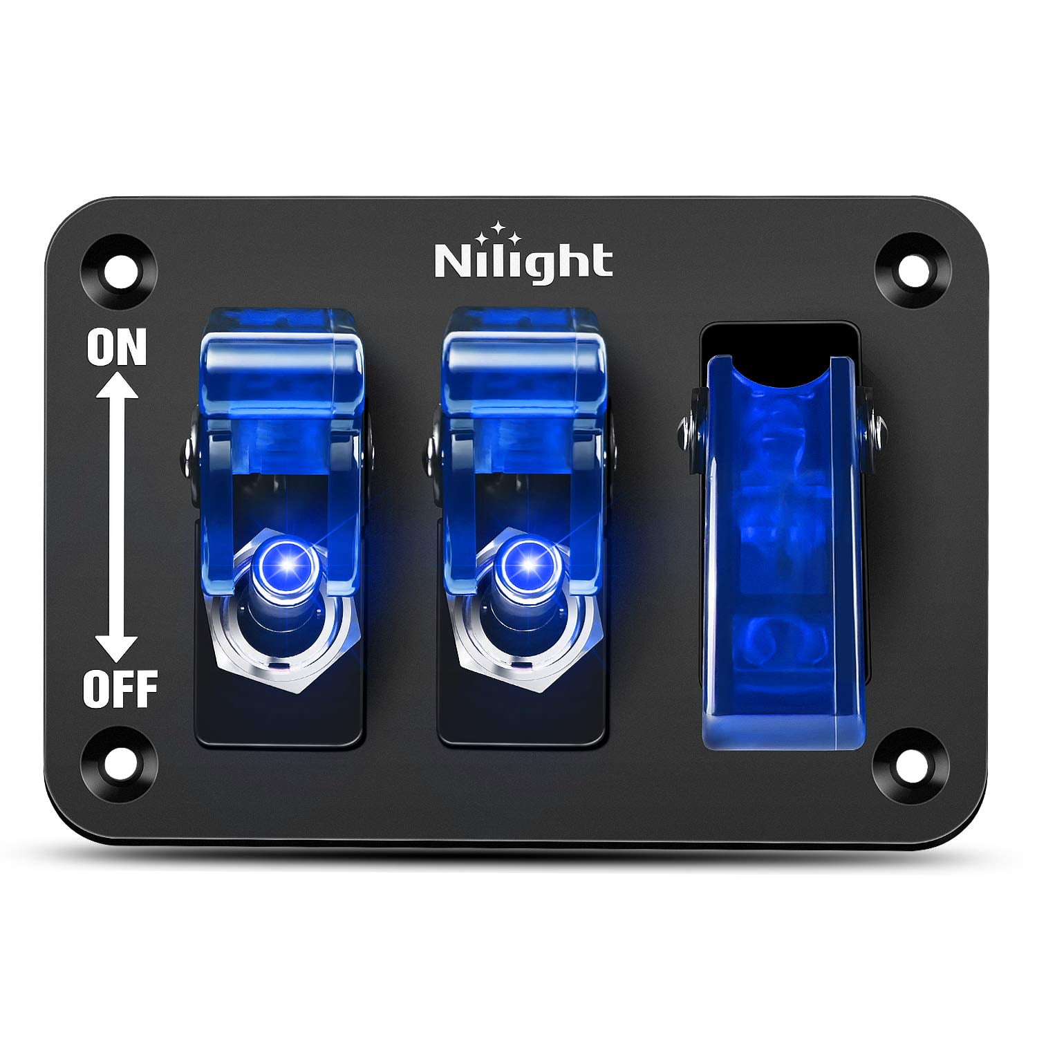 Nilight 3 Gang Toggle 12V Rocker Switch Panel with Led Light and Flip ...