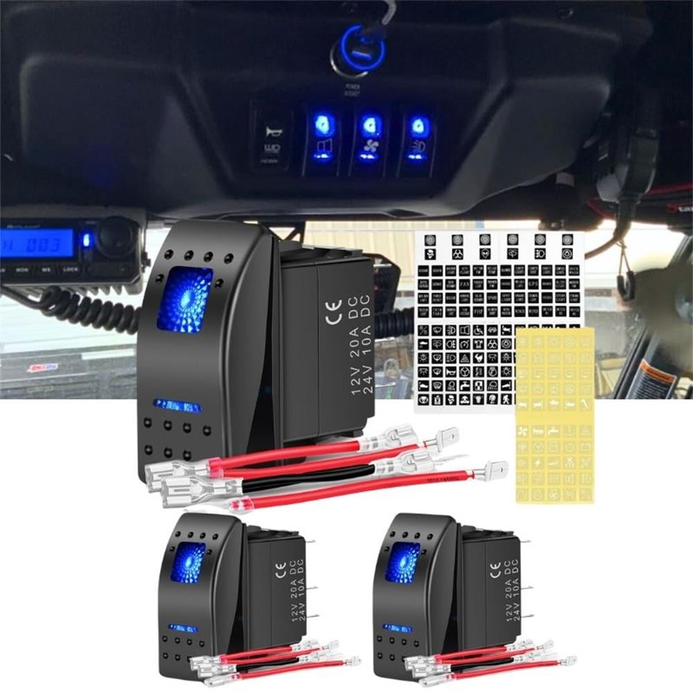 Nilight Rocker Switch Panel 3 Pack Toggle Switch Panel on off 5 Pin 12V ...