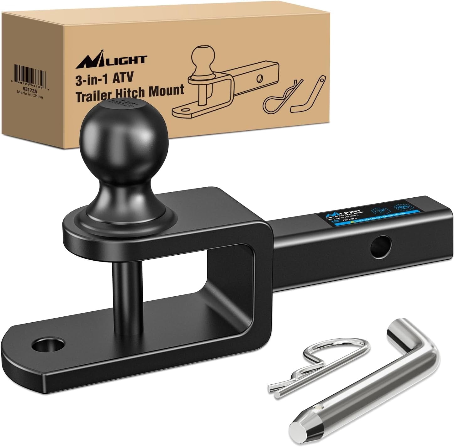 Nilight, 3 in 1 ATV UTV Multi Hitch Mount, 1-7/8 inch Ball Hitch ...