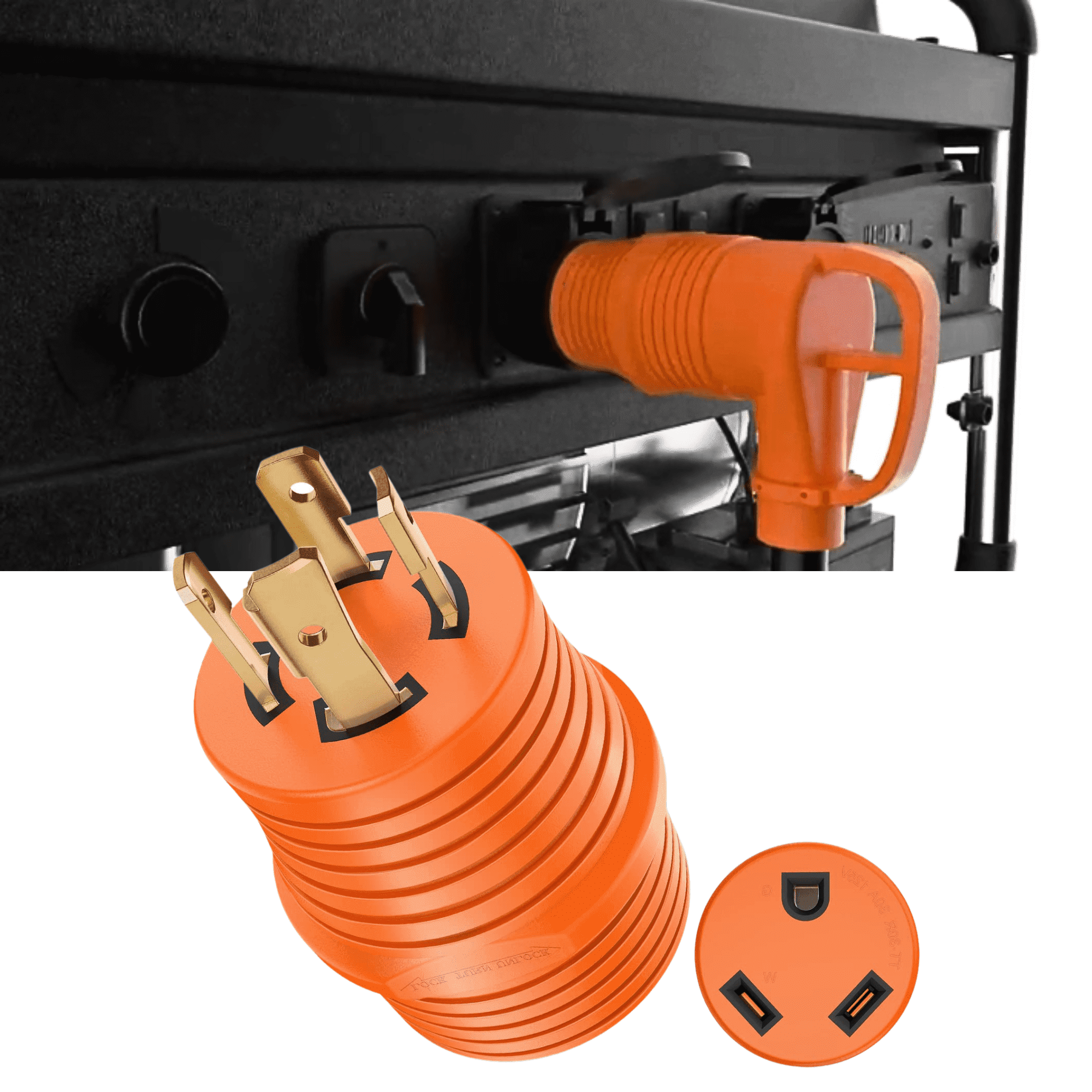 RV Generator Adapter, NEMA 30 Amp L14-30P 4-Prong Twist-Lock Male 125/ ...