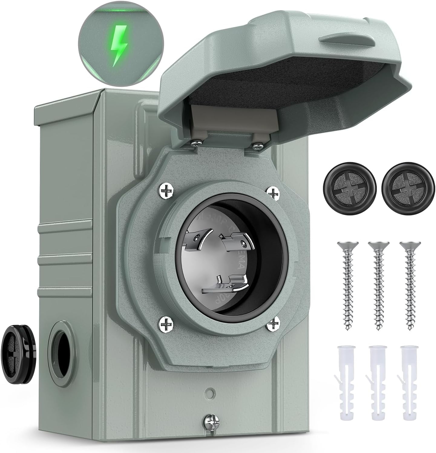 Nilight 30 AMP Generator Power Inlet Box 125V NEMA L5-30P Receptacle ...