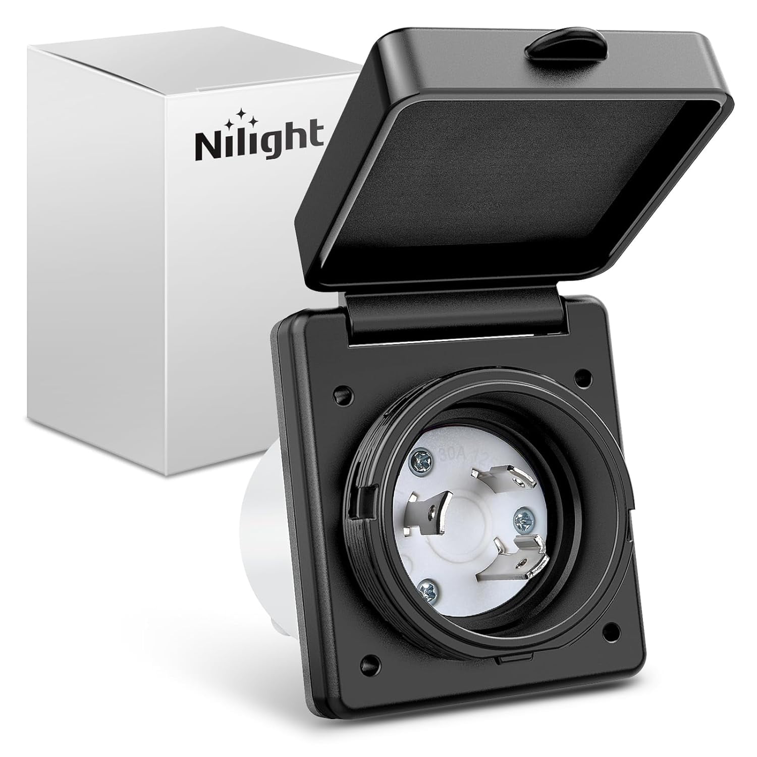 Nilight 30 AMP RV Shore Power Inlet 125V Twist Lock Receptacle NEMA L5 ...