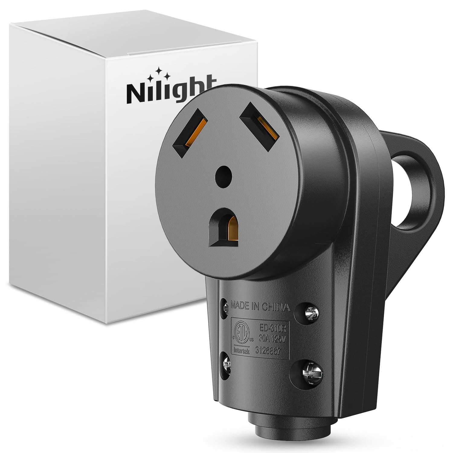 Nilight 30 Amp RV Female Replacement Plug 125 Volt Heavy Duty Socket ...