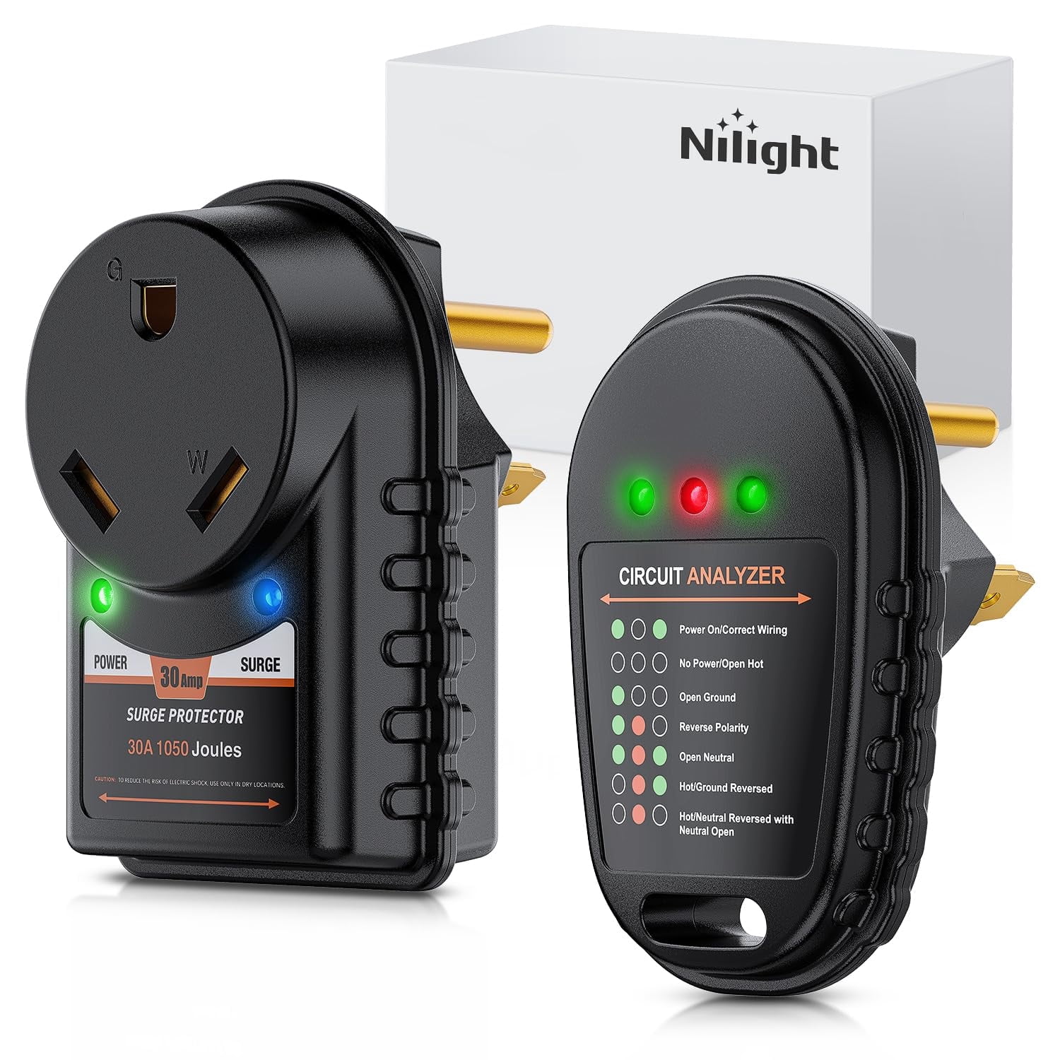 Nilight 30 Amp RV Surge Protector Circuit Tester 30 amp 1050 Joules ...