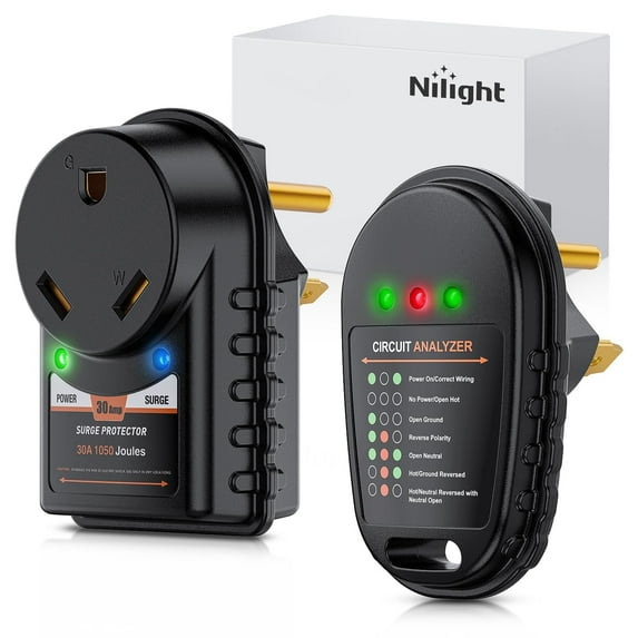 Nilight 30 Amp RV Surge Protector Circuit Tester 30 amp 1050 Joules ...