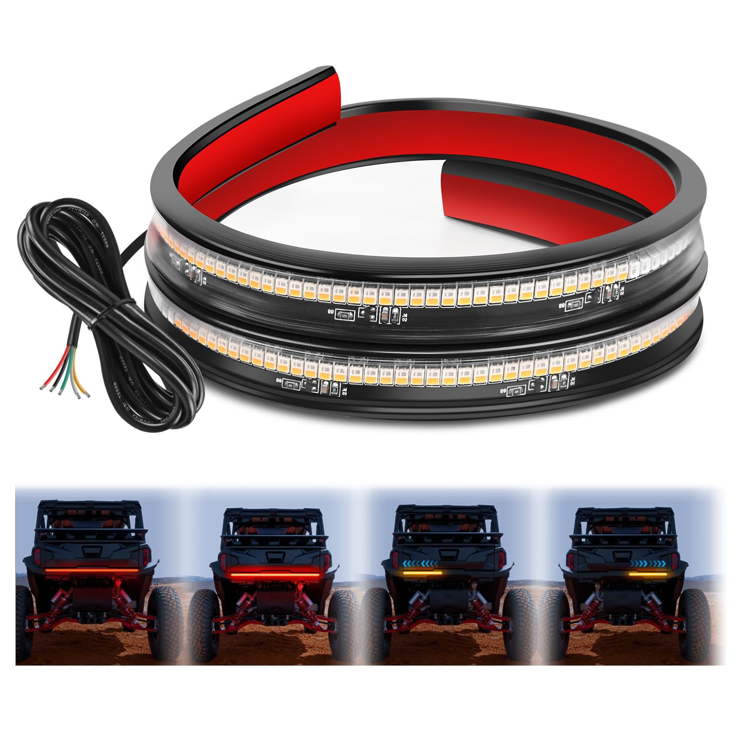 Nilight 30 Inch UTV MMF7 Tailgate Light Strip 204 LED Red Running Brake ...
