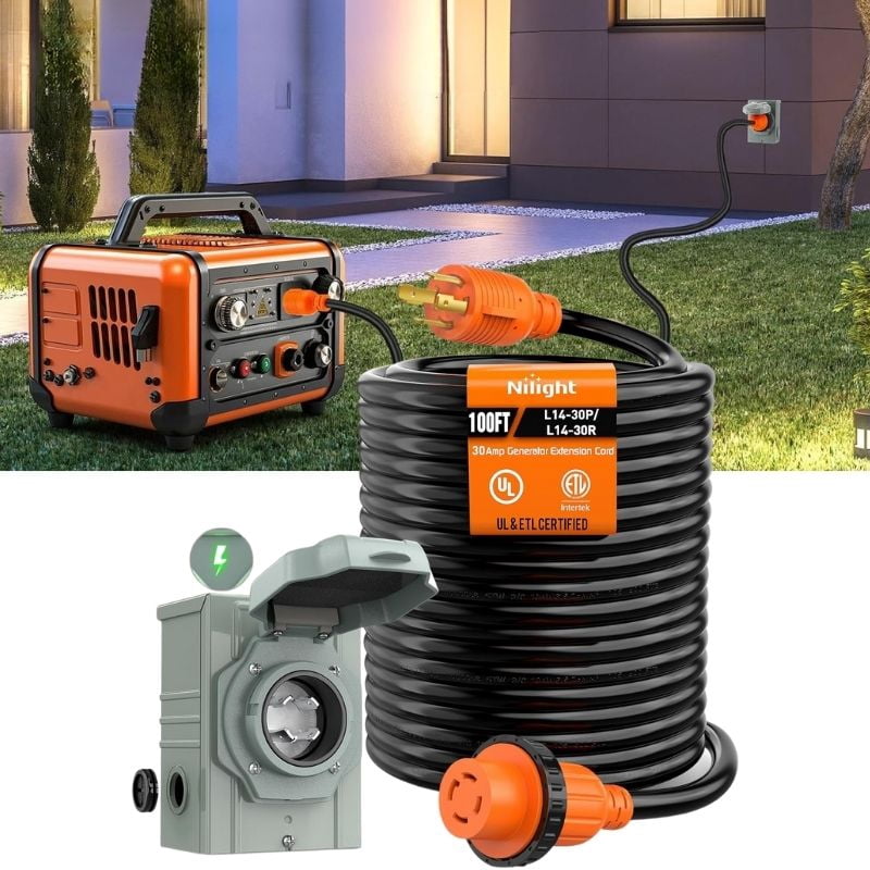 100Ft 30 Amp Generator Extension Cord 4 Prong,Heavy Duty NEMA L14-30P ...