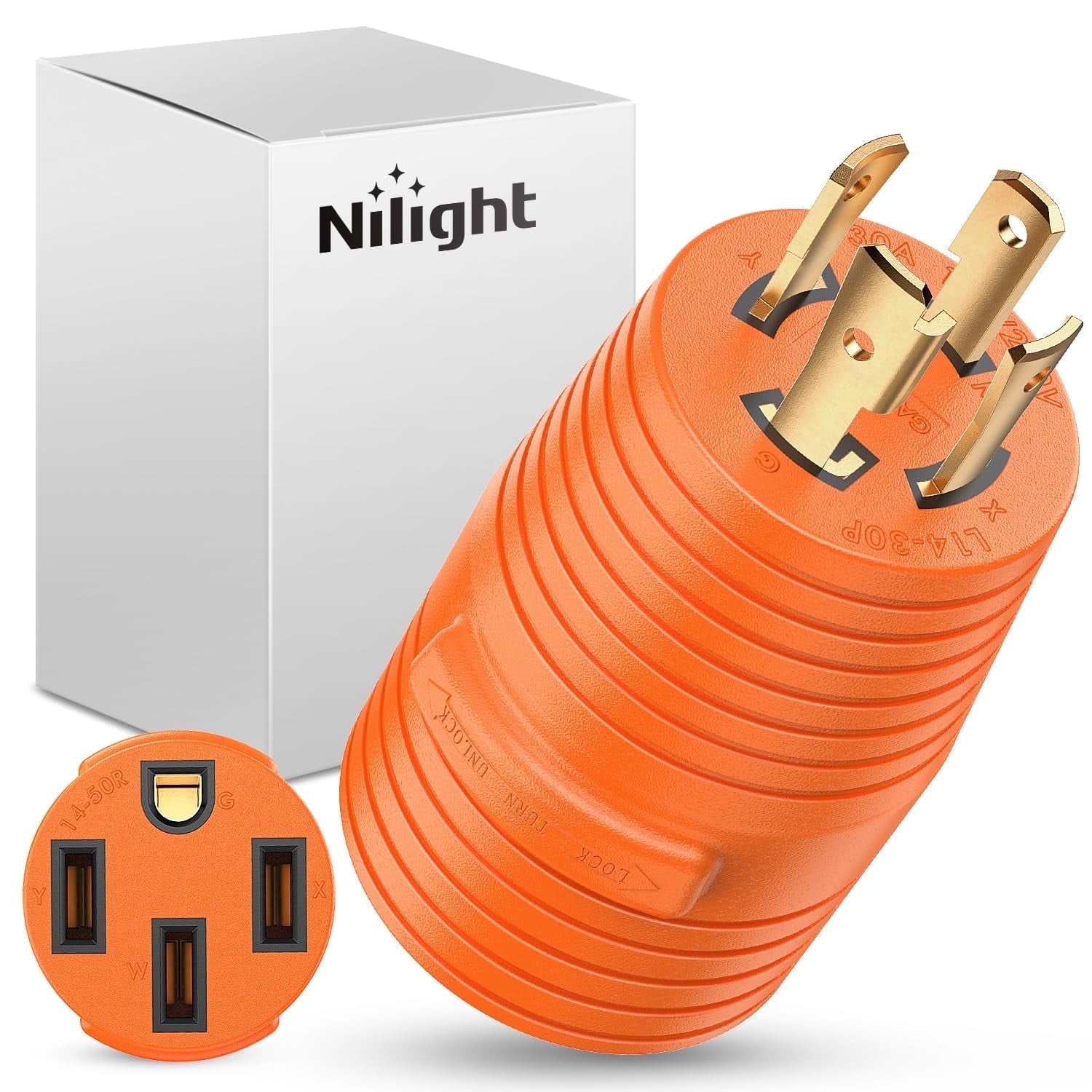 Nilight 30Amp to 50Amp RV Power Adapter 4Prong Generator Twist Plug L14 ...