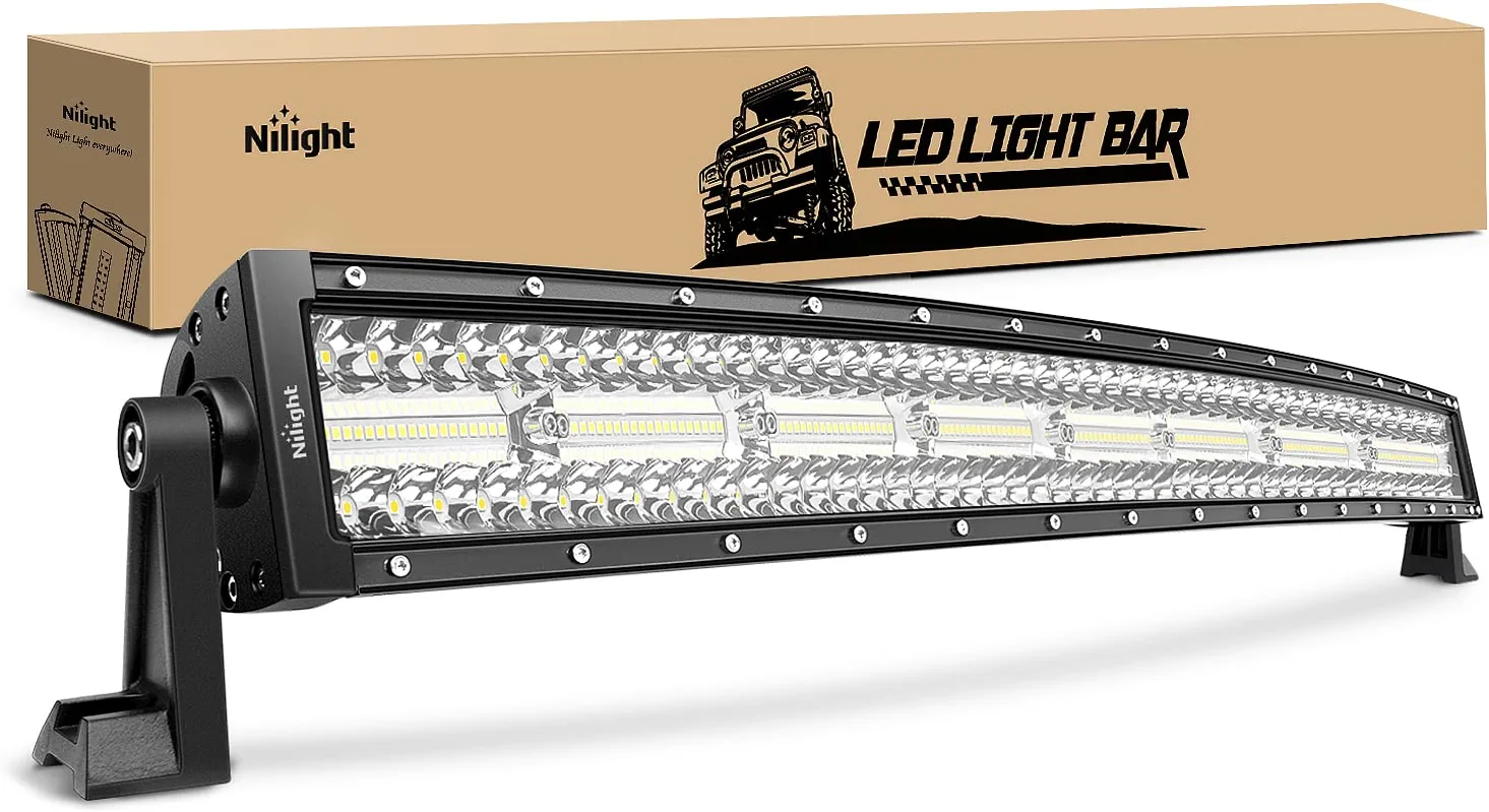 Nilight 33 Inch LED Light Bar 256 LED Chips 9860LM Curved Triple Row ...