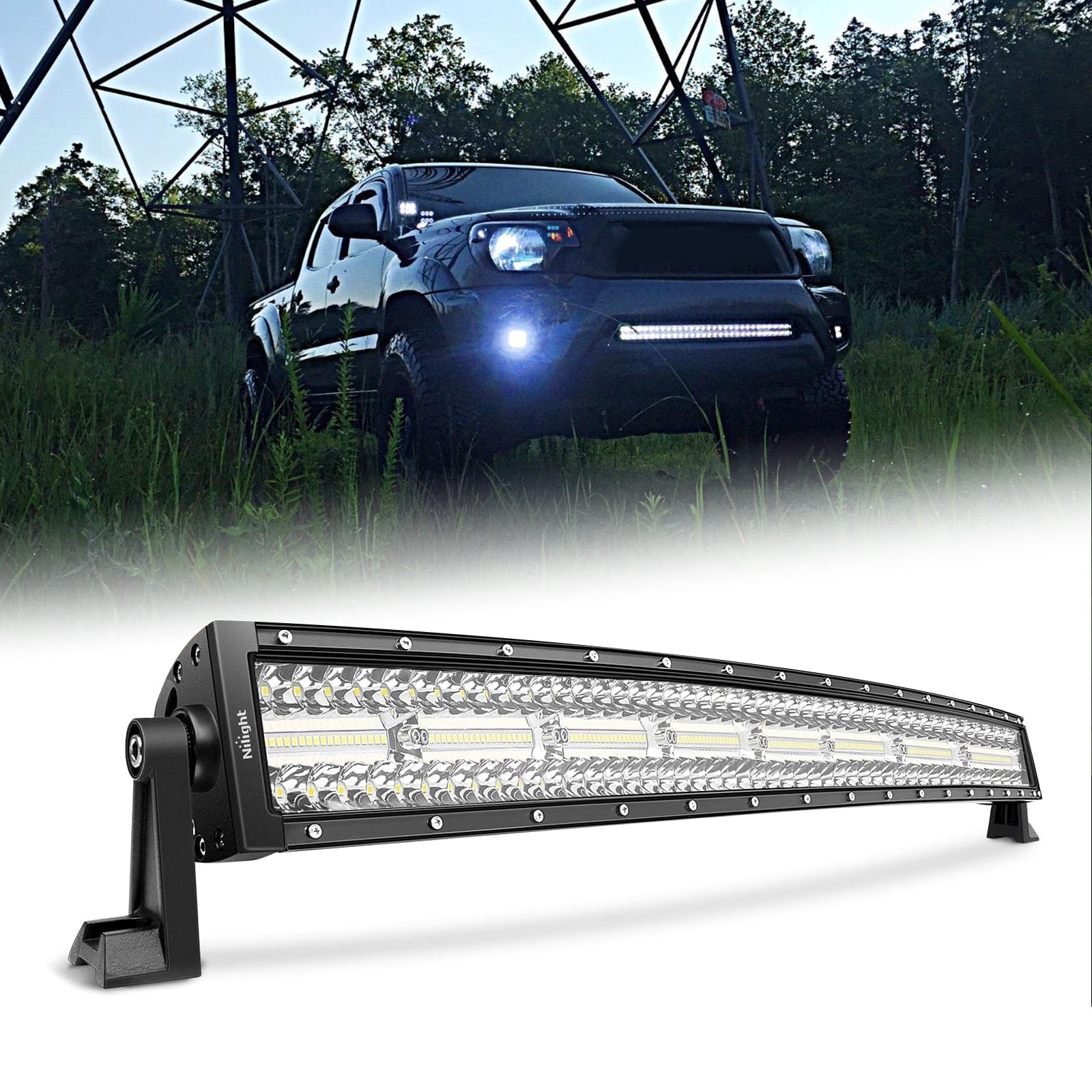 Nilight 33inch Led Light Bar 256 Led Chips 9860LM Curved Triple Row ...